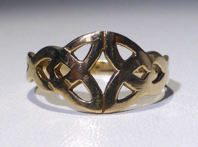 9CT GOLD CELTIC Signet Ring UK Hallmark Size R Boxed £189.99 - PicClick UK