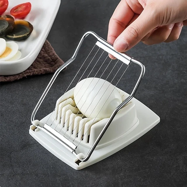 EGG SLICER CUTTER Boiled Plastic Stainless Steel Kitchen EGG Cutter ...