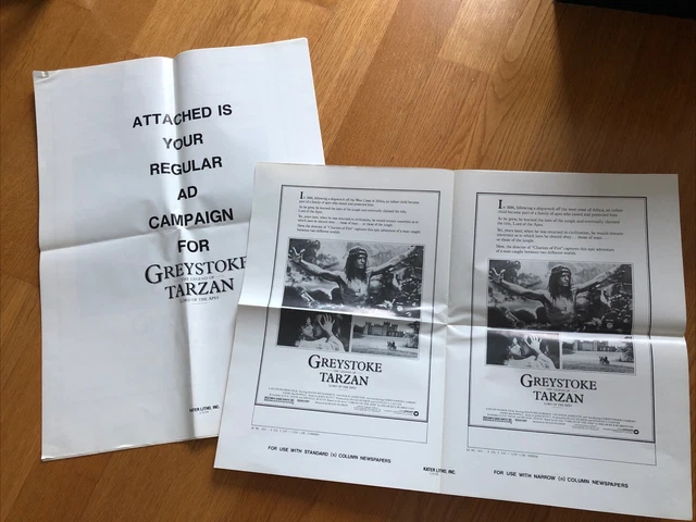 RARE GREYSTOKE LEGEND Of Tarzan Large Cinema Campaign Press Book Ad Kit ...