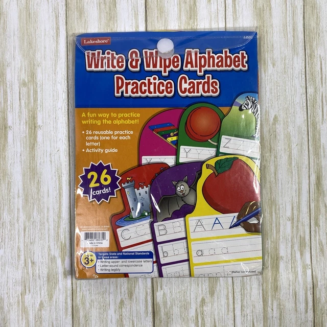 LAKESHORE LEARNING WRITE & Wipe Alphabet Practice Cards Kindergarten ...