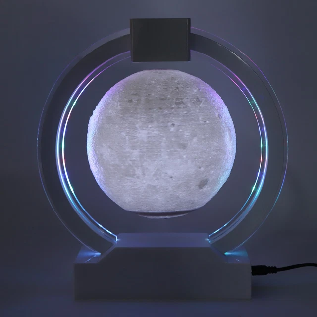 WHITE MAGNETIC SUSPENSION Moon Bedroom Floating Night Light Desk ...