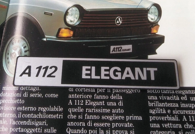 AUTOBIANCHI A112 ELEGANT Emblem Badge Targhetta Scritta " A112 Elegant ...