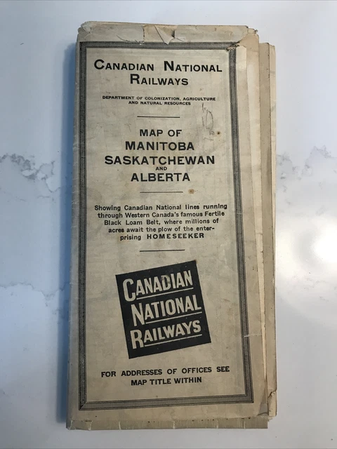 CANADIAN NATIONAL RAILWAYS CN Rail Rare 1928 Map Manitoba Saskatchewan ...