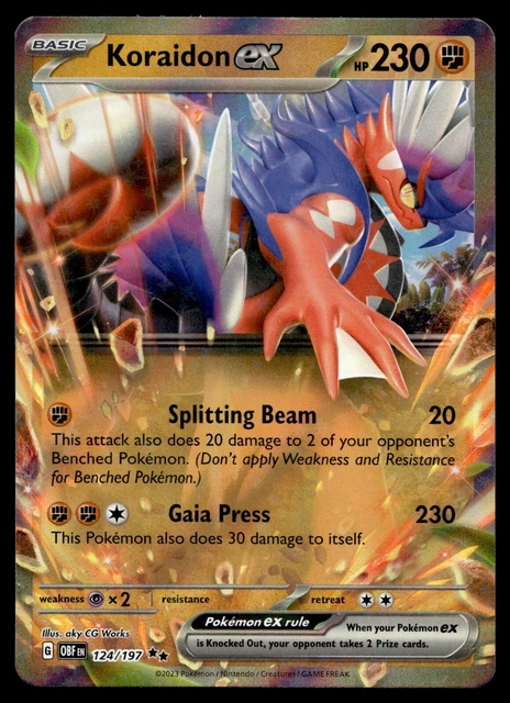 KORAIDON EX 124/197 Ultra Rare Obsidian Flames Pokemon Card $4.99 ...