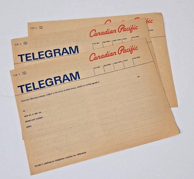 1960S CANADIAN PACIFIC Railroad Line Vintage Blank Telegram Forms $14. ...