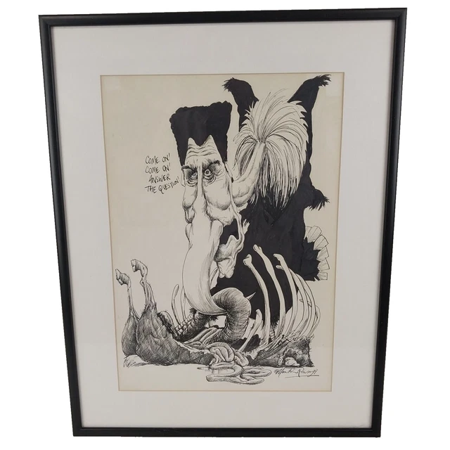 ORIGINAL CARTOON STIFT Tintenzeichnung von Martin Rowson, Jeremy Paxman ...