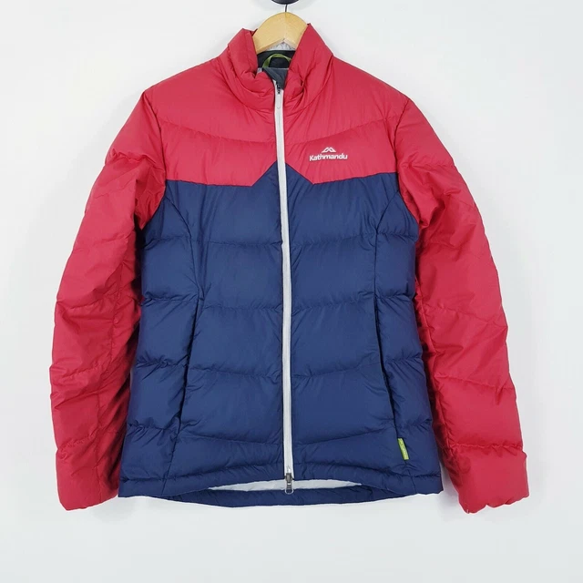KATHMANDU WOMENS SIZE 8 Red Blue Puffer Jacket Duckdown 550 Lightweight ...