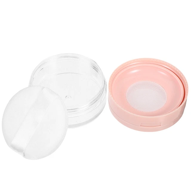 PORTABLE EMPTY LOOSE Powder Box Mirror Powder Container Elastic Plastic ...