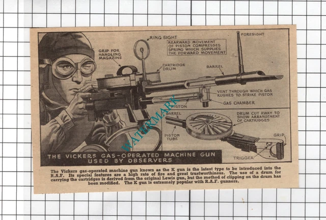 THE VICKERS GAS Operated Machine Gun Diagram WW2 - 1940 Small Clipping ...