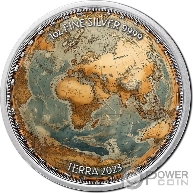 MAP OF THE EARTH 1 Oz Silver Coin 2$ Niue 2023 £111.74 - PicClick UK