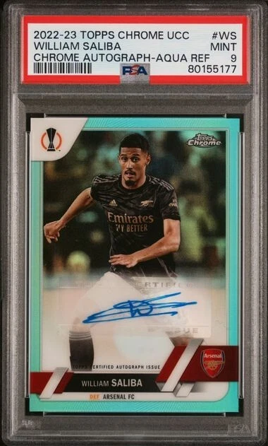 TOPPS CHROME UCC William Saliba Autograph Aqua Psa 9 030/199 Arsenal ...