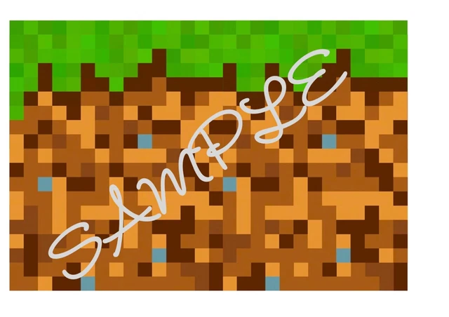 MINECRAFT THEMED GRASS Block Pattern Edible Icing Sheet A4 Cake Topper ...