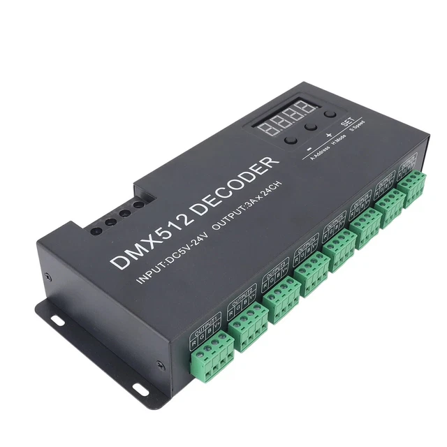 DMX512 DECODER 24 channel with Digital Display DC5V-24V RGB LED strip ...