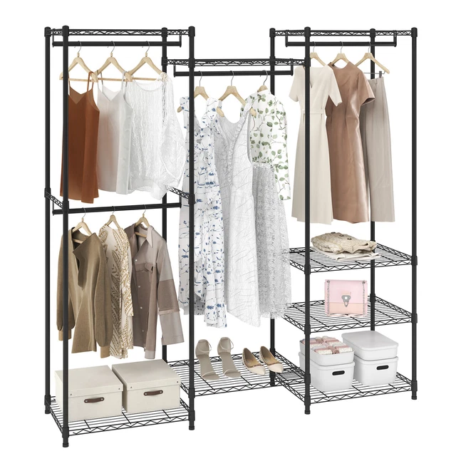 VEVOR CLOTHES RAIL Rack Garment Hanging Display Stand 4 Hang Rods 8 ...