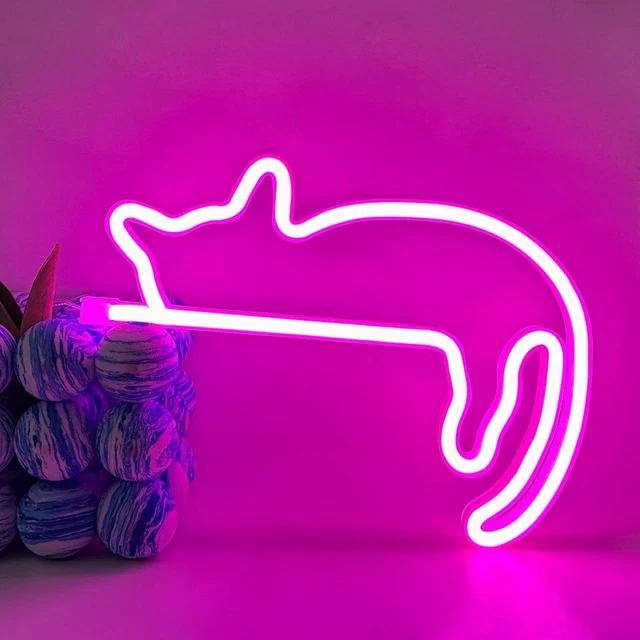 VERSATILE PINK CAT LED Neon Sign - Ideal Gift for Birthdays & Special ...