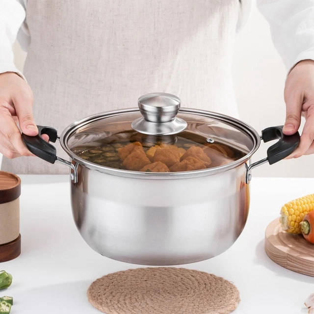 PENTOLA PER ZUPPA in acciaio inox con coperchio trasparente per tenere ...