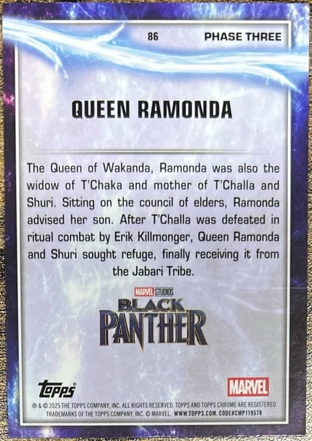 QUEEN RAMONDA 2025 Topps Chrome Marvel Studios Blue RayWave #86 Black ...