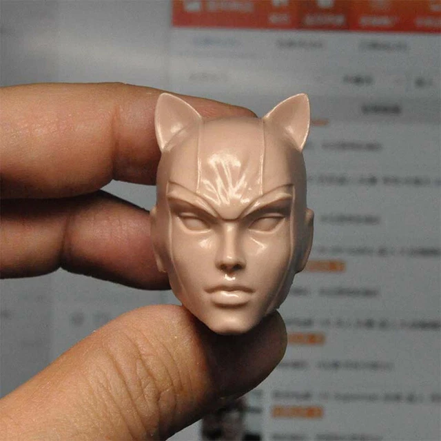 FIGURINE KAWAII CATWOMAN style dessin animé échelle 1/24 sculpture tête non peinte 2,5 pouces ...