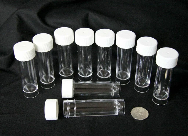 30ML CLEAR SAMPLE container LABEL test tube vial screw top x 10 storage ...