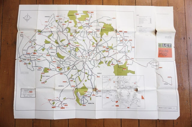 C1970 LEEDS CITY Transport Route Map Tram Bus Coach 10th Ed £11.99 ...