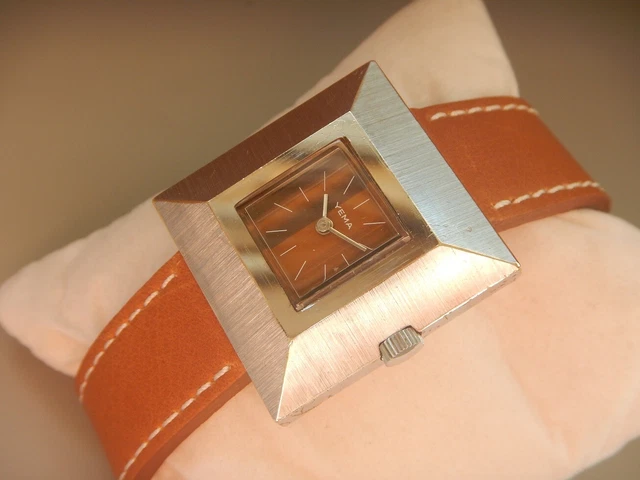 RARE YEMA &&PYRAMID&& Dial ""Tropical"" Fine Wood Effect 60 Mechanical ...