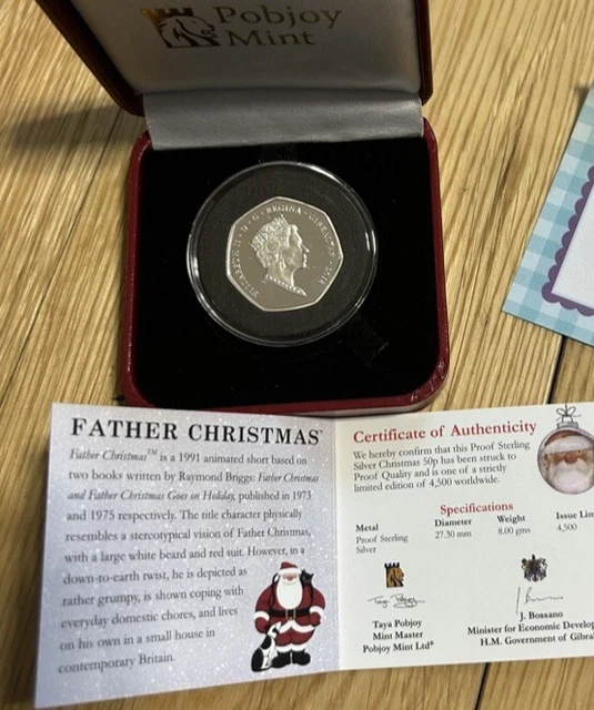 GIBRALTAR 2018 SILVER Proof Father Christmas 50p Coin Pobjoy Mint £35. ...