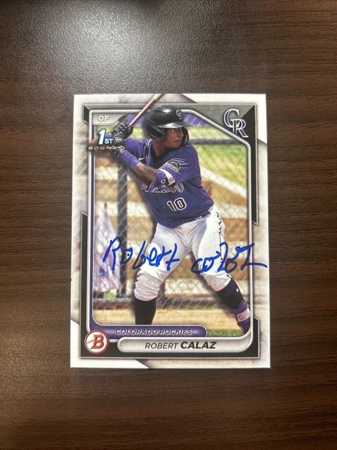 ROBERT CALAZ 2024 Bowman AUTO SIGNE ROCKIES 1ER *RARE NOM COMPLET #131 ...