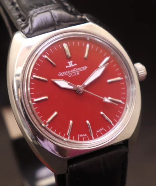 VINTAGE JAEGER-LECOULTRE CLUB 17 jewels manual winding red dial men's ...