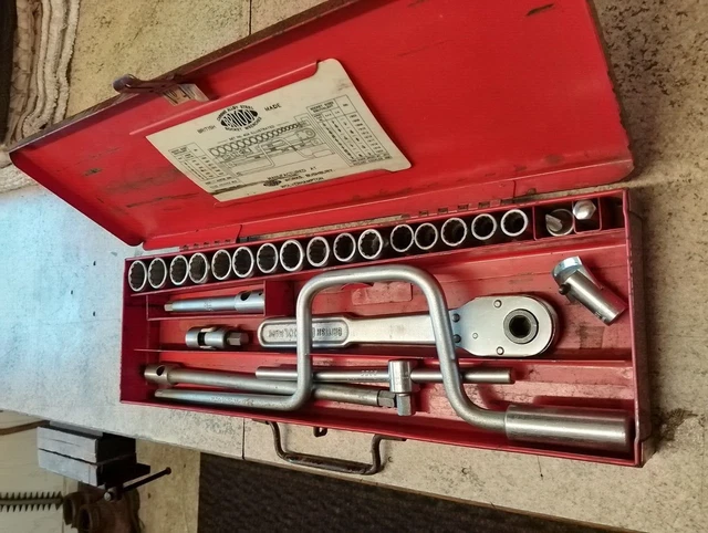 GENUINE VINTAGE BRITOOL Wartime Socket Set No40A Illustrated Hex Drive ...