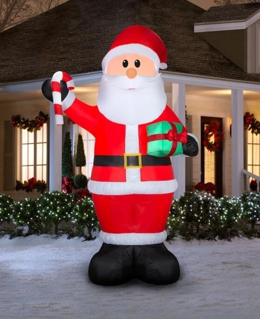 HOLIDAY LIVING 12-FT Lighted Santa Christmas Inflatable Gemmy Airblown ...