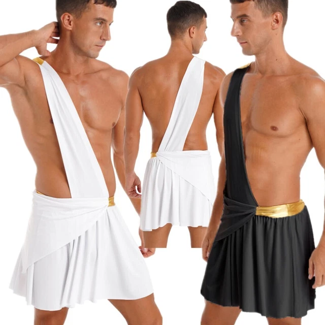 Adult Mens Greek God Costume White Roman Toga Halloween Cosplay Fancy