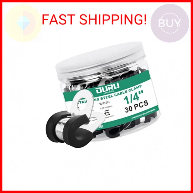 OURU 30PCS 1/4 Inch Stainless Steel Cable Clamps,Rubber Coated ...