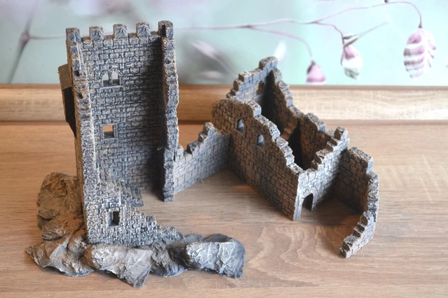 H0 1:87 HO Burgruine Burg Ruine Haus Diorama Turm Fachwerk Gebäude ...