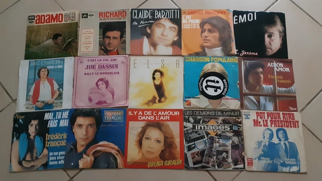 LOT DE 50 disques vinyles 45 tours des années 60, 70, 80 ,90 (Lot N°14 ...