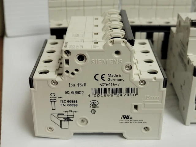 DISJONCTEUR SIEMENS 5SY64 Mcb C16 5Sy6416-7 16 A Amp 4P 4 Pole 400V EUR ...