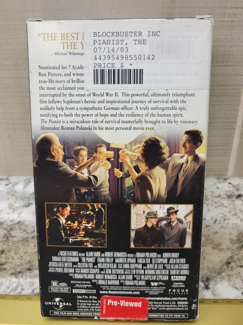 THE PIANIST VHS 2002 Drama Award Winner Original Release Universal £7. ...