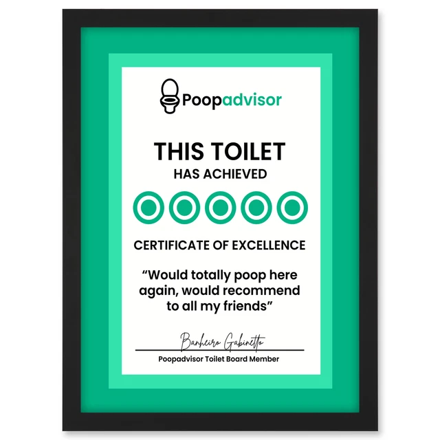 FUNNY BATHROOM WALL Art Poop Advisor Toilet Sign Framed Art Picture ...