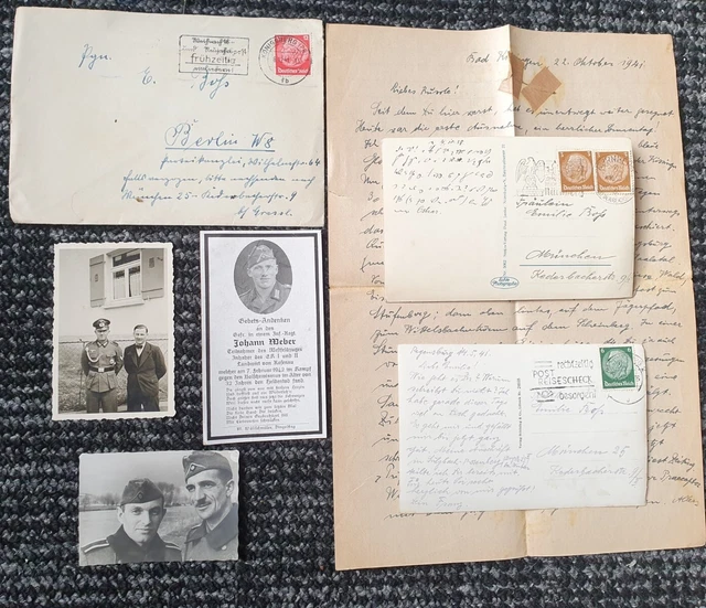 ORIGINAL VINTAGE GERMAN ww2 Lot Death Card. Photos Letter Envelope ...