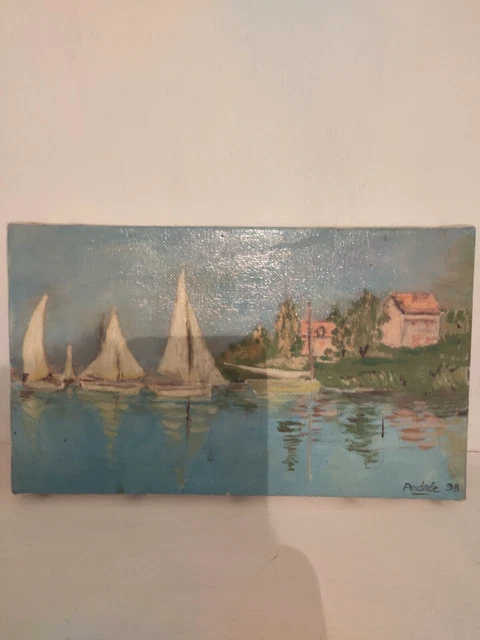 ANCIEN TABLEAU PEINTURE Huile sur toile signé Andrée 98 EUR 14,00 - PicClick FR