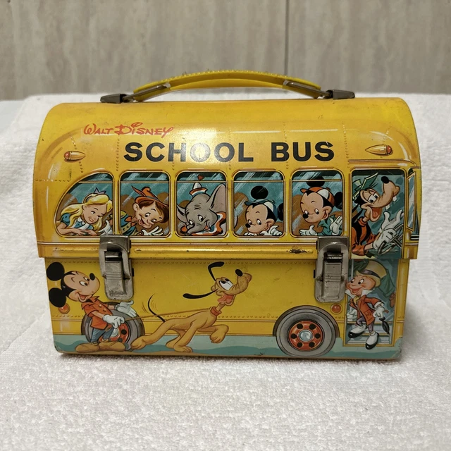 VINTAGE WALT DISNEY 1960s School Bus Metal Lunch Box By Aladdin - No ...