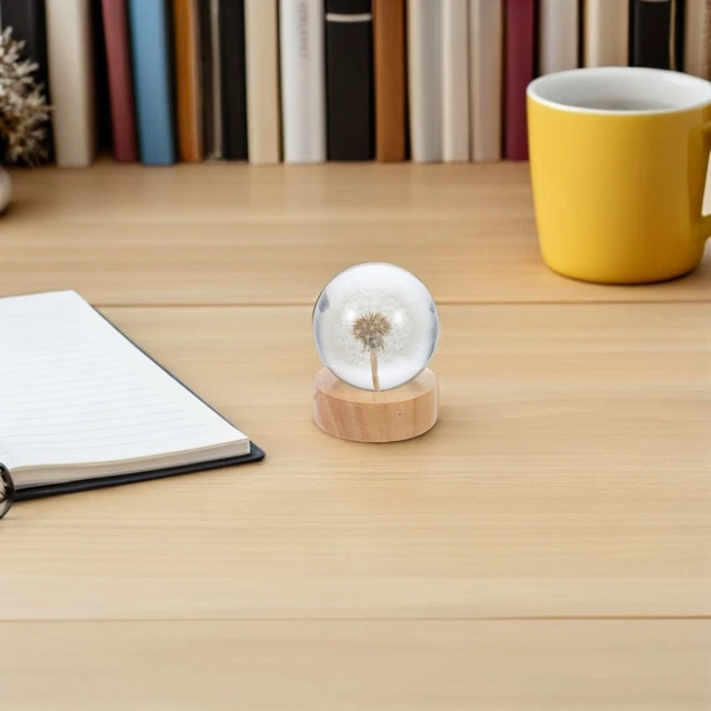 NIGHT LAMP CRYSTAL Ball Light USB Decorative Desk Dandelion Nightlight ...