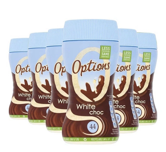 OPTIONS WHITE CHOCOLATE Hot Chocolate Powder 6x220g - (Exp 04/2026) £19 ...