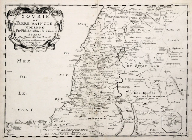 HOLY COUNTRY ISRAEL Palestine Original Copperplate Map Sanson 1660 £302 ...