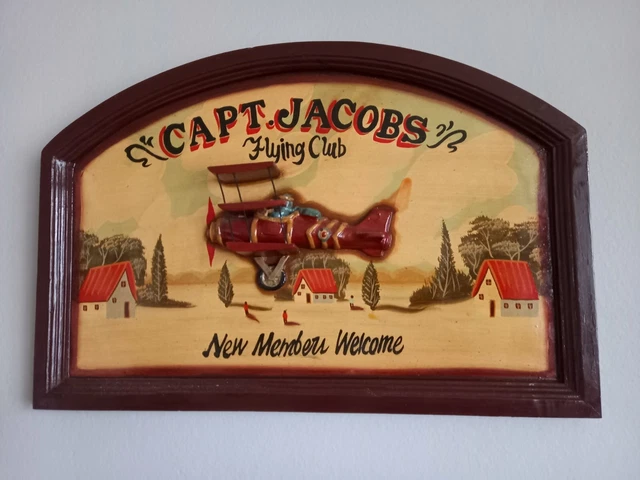 CAPT. JACOBS FLYING Club Aviation 3D Painting Landscape,1960s Rare Size ...