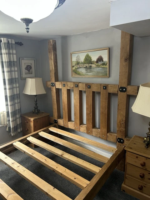 HANDCRAFTED RUSTIC FOUR-POSTER Bed solid wood £156.68 - PicClick UK