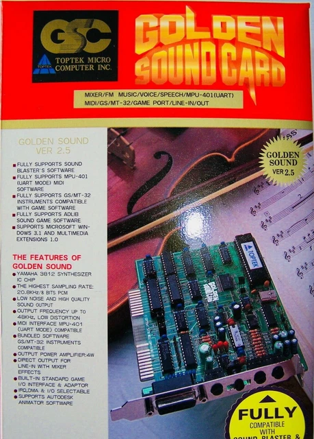 SOUNDKARTE TOPTEK GOLDEN Sound Card ISA 8 Bit PC MS-DOS MPU ...