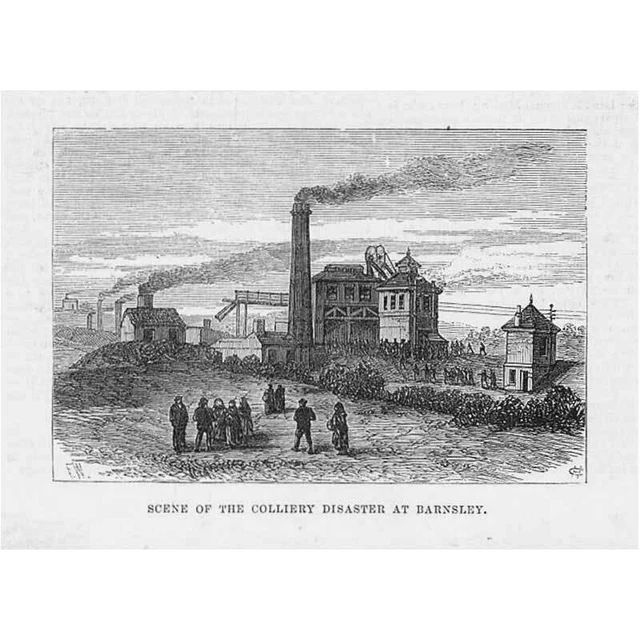 BARNSLEY YORKSHIRE SCENE of the Colliery Disaster - Antique Print 1883 ...