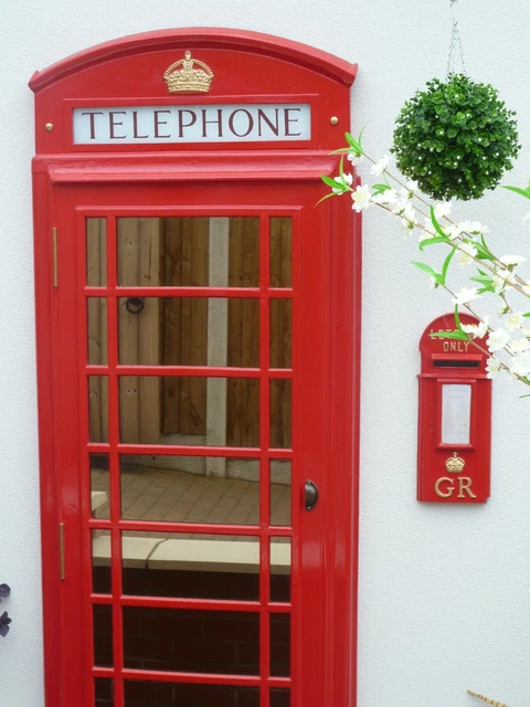 RED TELEPHONE BOX BOOTH KIOSK K6 DOOR FRONT MIRROR - FULL SIZE 8ft by ...
