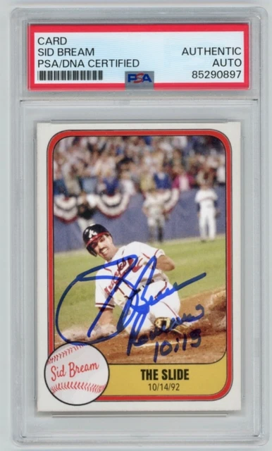 &SID BREAM ATLANTA BRAVES ""THE SLIDE 10/14/92" Carta Firmata + Auto ...