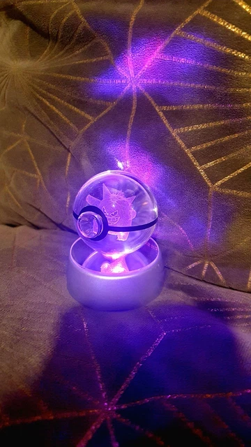 GENGAR POKEMON 3D Crystal Glass Pokeball Orb and LED Light Stand £19.34 ...